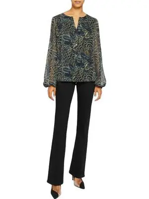 Santorelli Dione Printed Georgette Blouse - Space Blue
