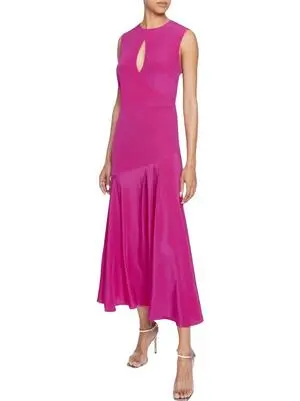Santorelli Kay Sleeveless Silk Midi Dress - Magenta