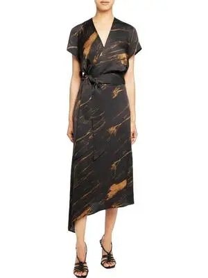 Santorelli Haley Abstract Crepe Midi Dress - Black