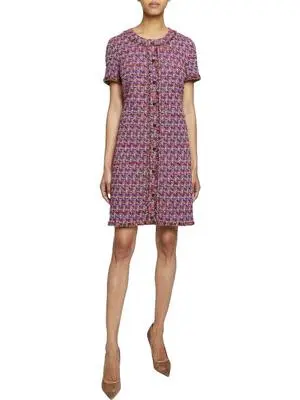 Santorelli Shea Tweed Mini Dress - Magenta Multi