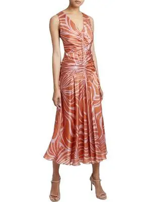 Santorelli Eden Swirl Print Midi Dress - Raspberry