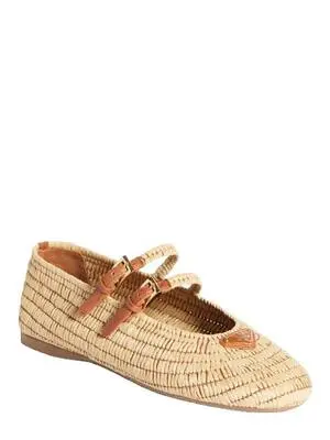 Prada Prada Raffia Mary Jane Flat Beige/tan