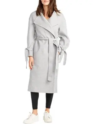 BELLE & BLOOM Belle & Bloom Head Over Heels Collarless Robe Coat Grey Marle