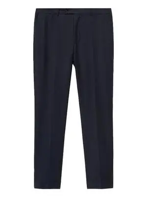 Mango Slim Fit Virgin Wool Trousers - Dark Navy