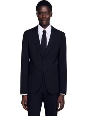 Sandro Virgin Wool Suit Jacket - Black
