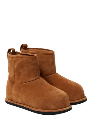 Amina Muaddi Heidi Shearling-lined Suede Ankle Boots - Brown