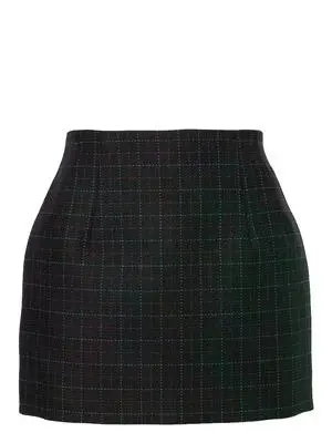 Wardrobe.NYC Checked Wool Miniskirt - Black