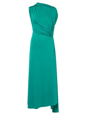 Victoria Beckham Asymmetric Gathered Midi Dress - Green