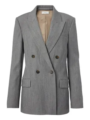 Vince Double-breasted Wool-blend Twill Blazer - Grey