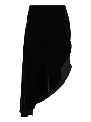 Alaïa Asymmetric Velvet Midi Skirt - Black