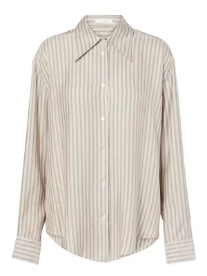 THE ROW Parave Striped Silk Shirt - Beige