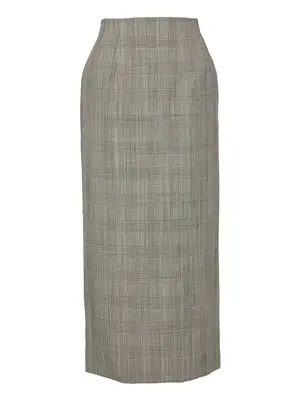 Wardrobe.NYC Prince Of Wales Check Midi Skirt - Grey