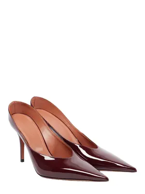 Amina Muaddi Anok 90 Patent Leather Mules - Burgundy