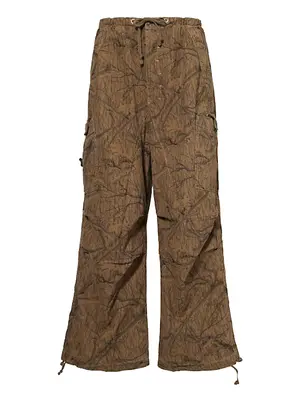 JADED LONDON Parachute Camouflage Wide-leg High-rise Trousers - Forest Green