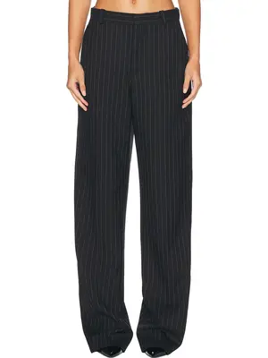 Wardrobe.NYC Straight Leg Pant - Black Pinstripe