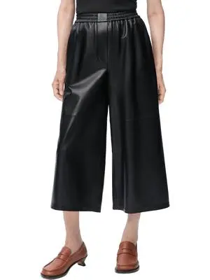 Loewe Cropped Nappa Lambskin Trousers - Black