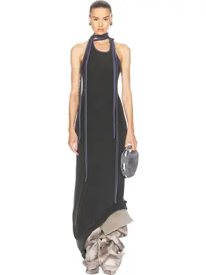 Y/project Multi Scarf Tank Long Dress - Dark Grey