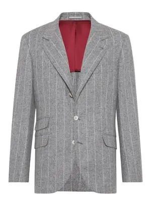 BRUNELLO CUCINELLI Brunello Cucinelli Speckle-Knit Pinstripe Blazer