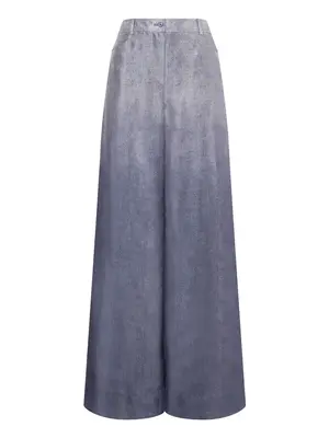 Alberta Ferretti Silk Palazzo Pants - Blue