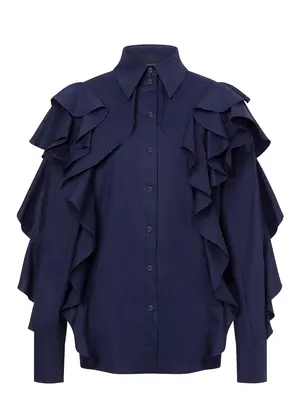 Alberta Ferretti Ruffle-detailing Shirt - Blue