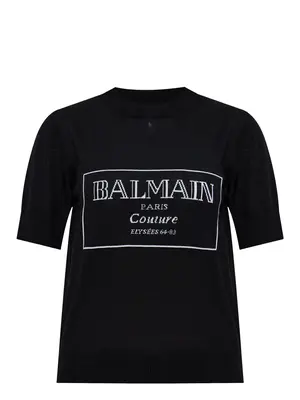 Balmain Logo-print Knit T-shirt - Black