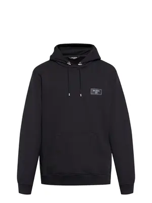 Balmain Logo-patch Hoodie - Black