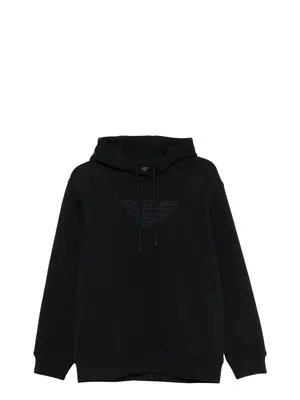 Emporio Armani Logo-embroidered Hoodie - Blue