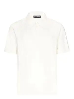 Dolce & Gabbana Monogram-jacquard Silk Polo Shirt - White