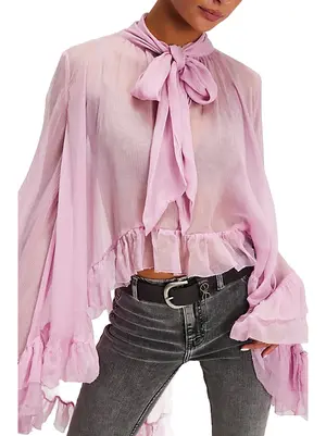 Free People Frill Top Plum Blossom