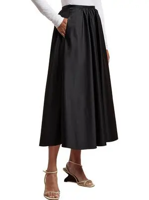 Rebecca Taylor Sateen Midi Skirt - Black
