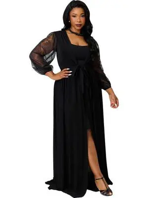 Unique Vintage Hollywood Duster - Black Solid