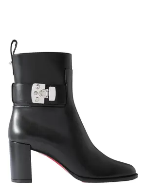 CHRISTIAN LOUBOUTIN Booty Lock 70 Embellished Ankle Boots - Black