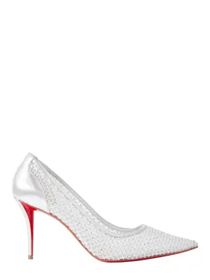 CHRISTIAN LOUBOUTIN Christian Louboutin Apostropha 80 Embellished Mesh Pumps White