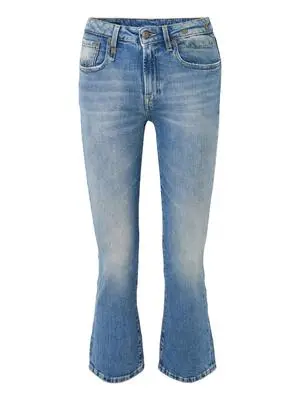 R13 Kick Fit Cropped Mid-rise Flared Jeans - Blue