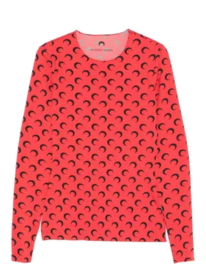 MARINE SERRE Moonogram-pattern Top - Red
