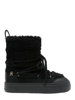 Tommy Hilfiger Faux-shearling Ankle Boots - Black