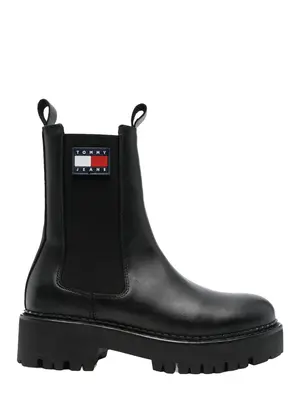 Tommy Hilfiger 45mm Rubberised-logo Chelsea Boots - Black