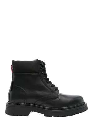 Tommy Hilfiger Leather Ankle Boots - Black