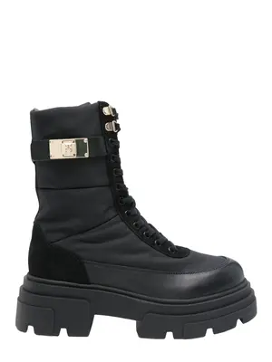 Tommy Hilfiger Leather Combat Boots - Black
