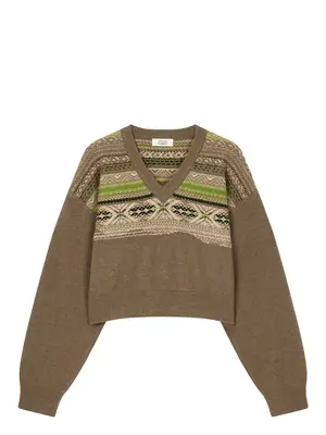 STUDIO TOMBOY Fair Isle Intarsia Knit Sweater - Brown