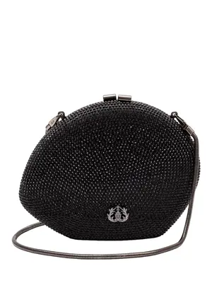 ISLA Rhinestone-embellished Clutch - Black