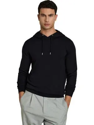 REISS Reiss Holland Merino Wool Hoodie Navy