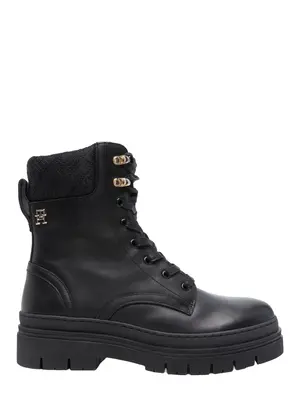 TOMMY HILFIGER Tommy Hilfiger Monogram-Embroidered Combat Boots