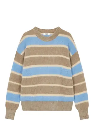 STUDIO TOMBOY Brushed-finish Striped Sweater - Neutrals