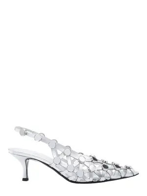 Attico Grid Slingback Pumps - Silver