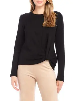 Karen Kane Knot Hem Knit Top - Black