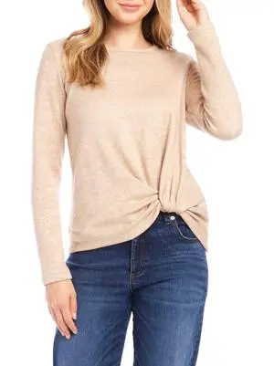 Karen Kane Karen Kane Knot Hem Knit Top Oatmeal