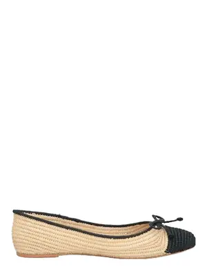 PALOMA BARCELO Raffia Ballet Flats - Beige
