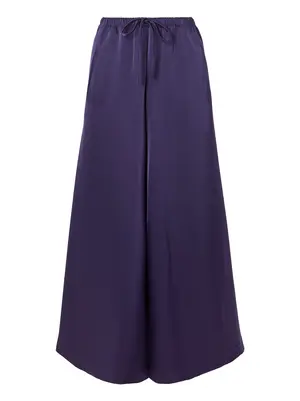 LESET Barb Satin Wide-leg Pants - Blue