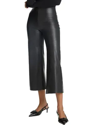Commando Faux Leather Crop Wide Leg Pants - Black